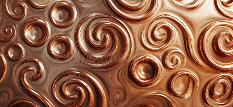 Abstract Copper Swirl Patterns with Glossy Texture and Intricate Design ...