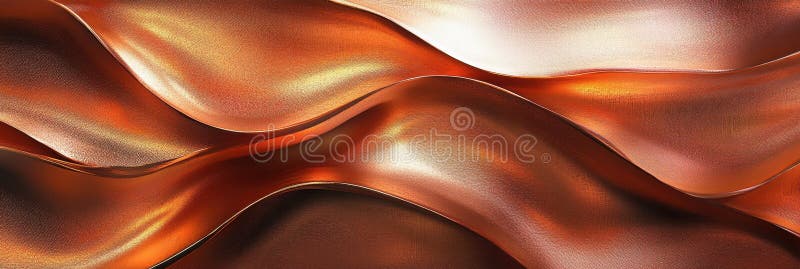 Abstract Copper Wave Texture with Shiny Metallic Layers and Flowing ...