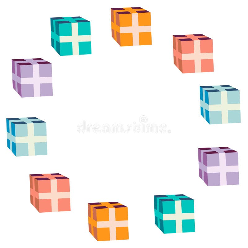 Abstract Copy-space Circle of Gift Boxes on Transparent Background ...