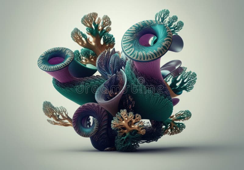 Abstract Coral-like Structures in Vibrant Colors and Intricate Designs ...