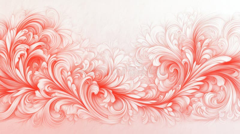 Abstract Coral Swirls and Floral Design Pattern Stock Illustration ...