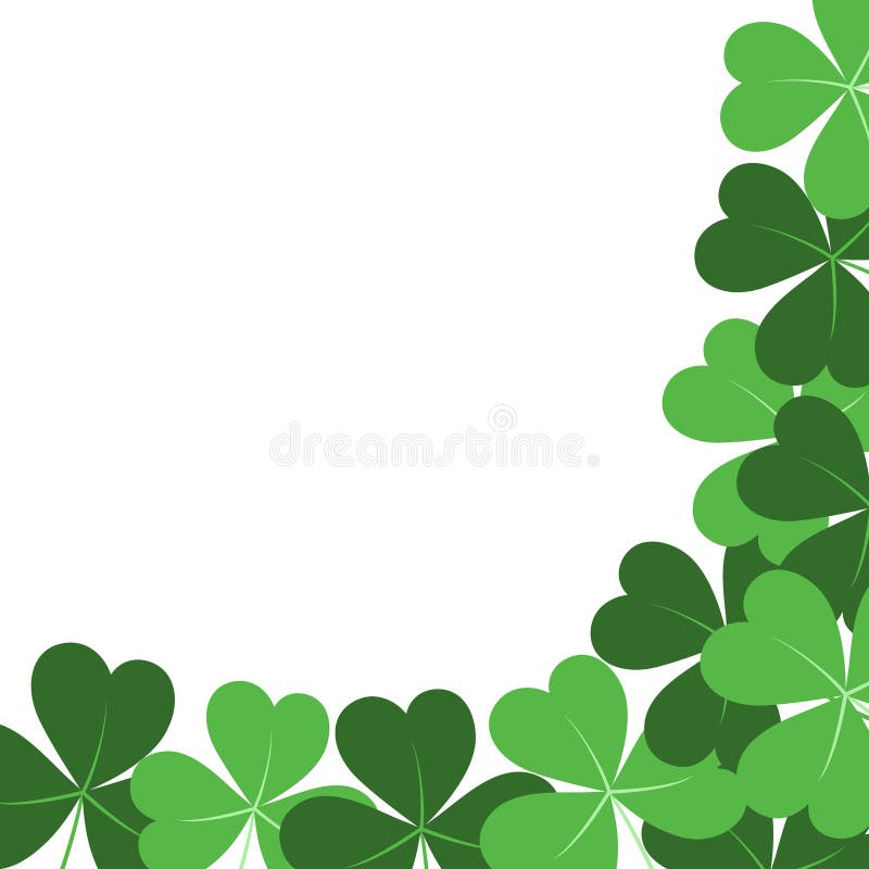 Abstract Corner Frame Border with Shamrocks in Trendy Green. Copyspace ...