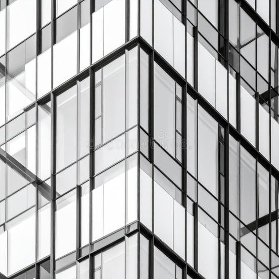 Abstract Corner of Glass Skyscraper Facade in Black and White Modern ...