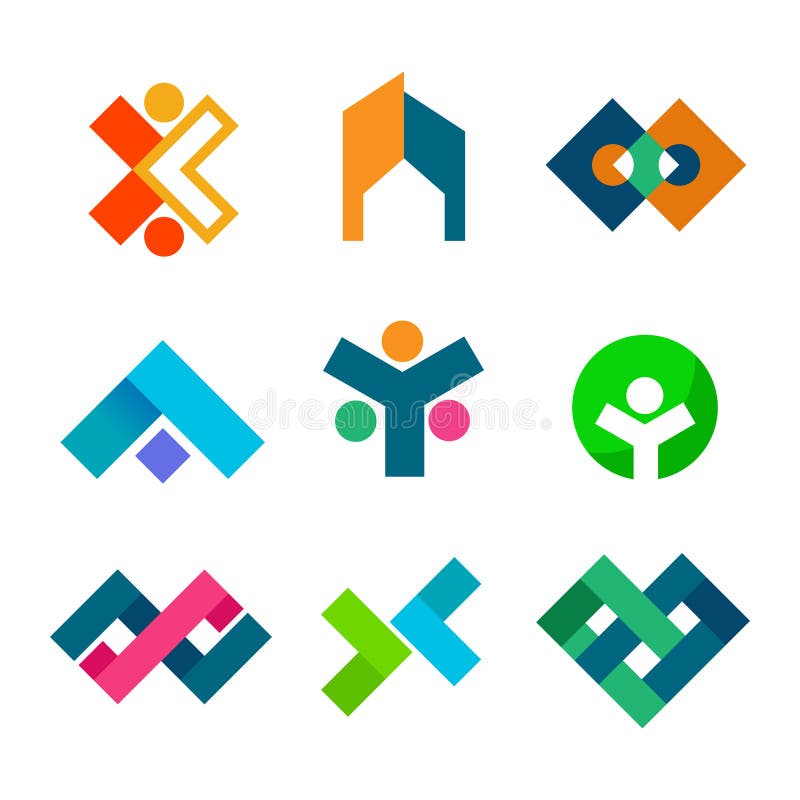 Abstract Corporate Block Symbol Design Set Stock Vector - Illustration ...