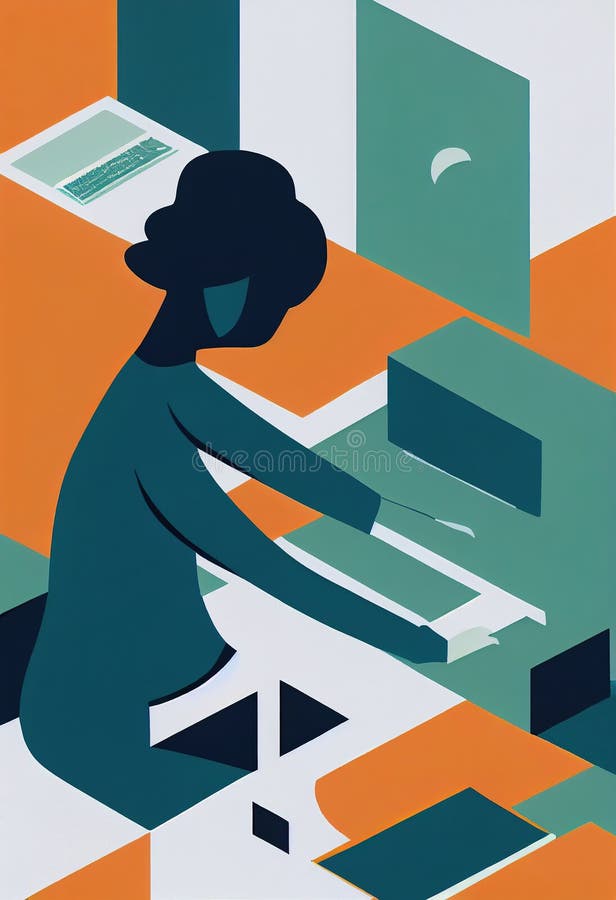 Abstract Corporate Illustration of the Office Workspace. Job, Career ...