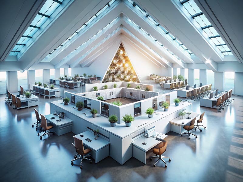 Abstract Corporate Workspace a Triangular Desk Arrangement in a Surreal ...