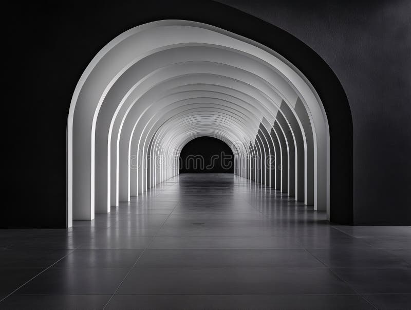 Abstract Corridor: Echoes of Light and Shadow Architecture. Stock ...