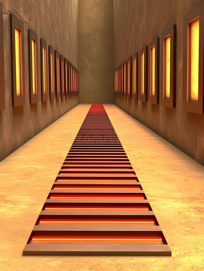 Abstract Corridor with Illuminated Frames Stock Photo - Image of ...