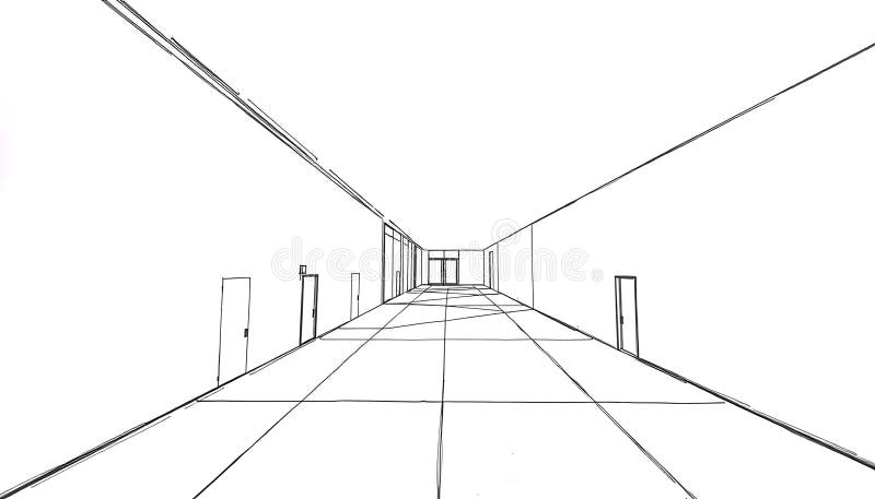 Abstract Corridor Perspective, Modern Architecture, Interior Design ...