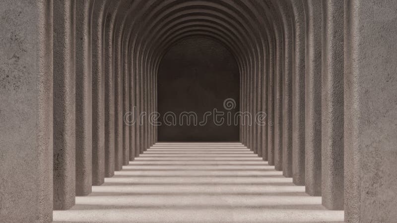 An Abstract Corridor or Tunnel Formed by Arches, with Concrete Texture ...