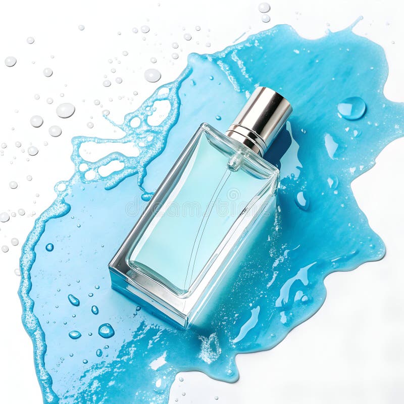 Abstract Cosmetic Perfume on Blue Pool Isolated on White Background ...