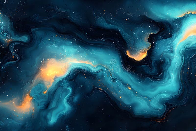 Abstract Cosmic Art with Vibrant Teal and Orange Swirls for Creative ...