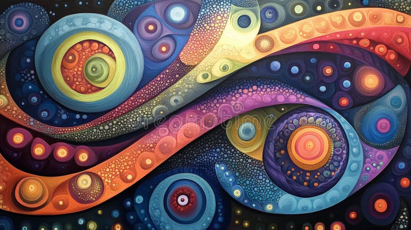 Abstract Cosmic Art with Vibrant Rainbow Swirls Stock Illustration ...