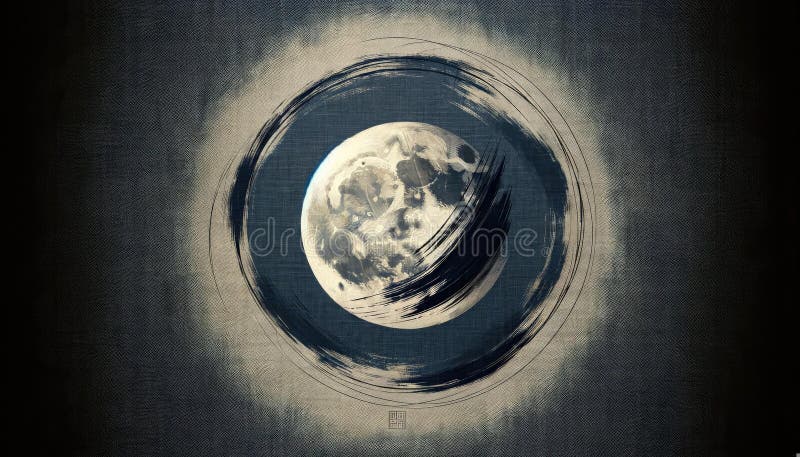 Abstract Cosmic Artwork with Textured Moon Illustration, AI Generated ...