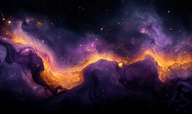 An Abstract Cosmic Background Featuring Gold Metallic Foil and Marbled ...