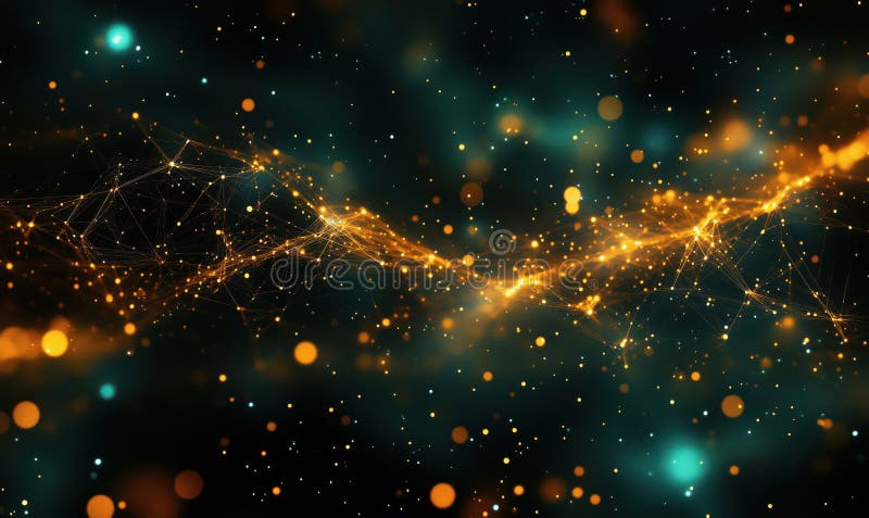 Abstract Cosmic Background Glowing Particles Interconnected Lines Dark ...