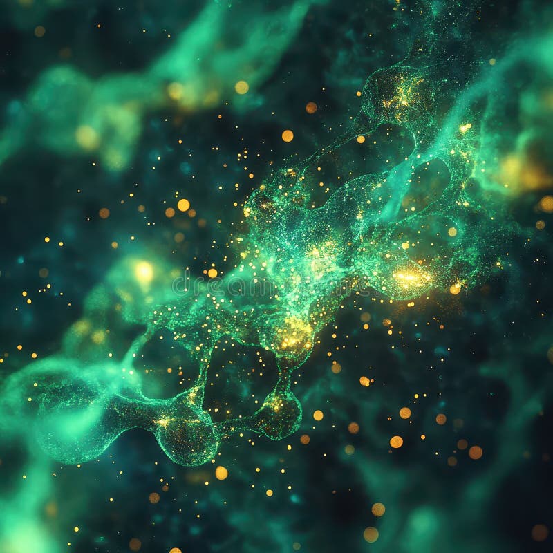 Abstract Cosmic Background with Glowing Particles and Waves Stock Image ...