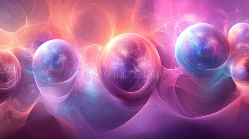 Abstract Cosmic Background with Glowing Spheres Stock Illustration ...