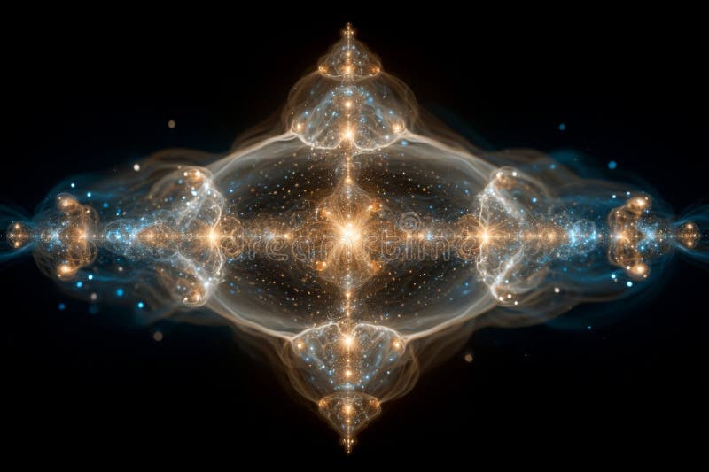 Abstract Cosmic Background with Gold and Blue Nebula Stock Illustration ...