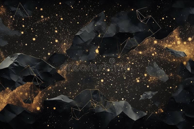 Abstract Cosmic Background with Gold Metallic. Generative Ai Stock ...