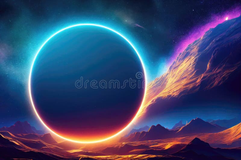 Abstract Cosmic Background with Lights and a Sphere Stock Illustration ...