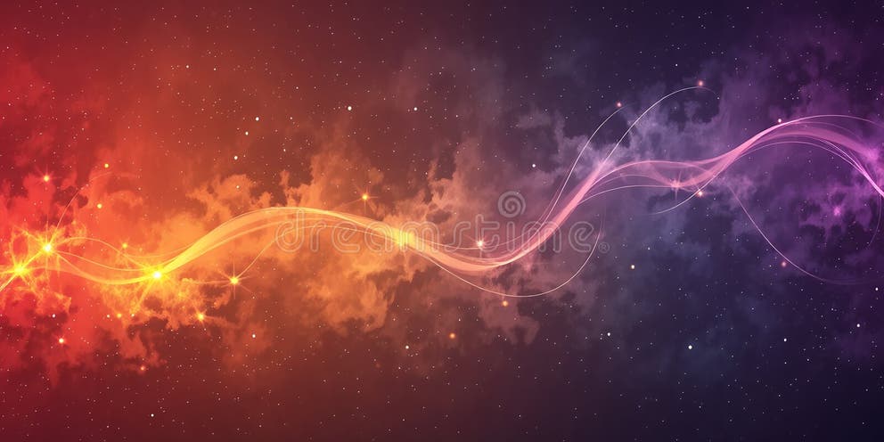 Abstract Cosmic Background with Nebula Clouds and Glowing Light Trail ...