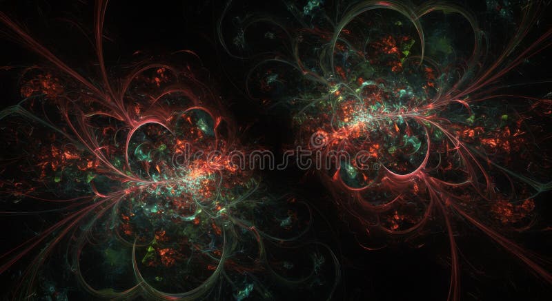Abstract Cosmic Background with Red and Green Swirls Stock Illustration ...