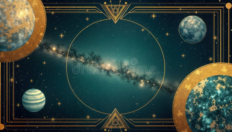 Abstract Cosmic Background Sacred Geometry Patterns with Celestial ...