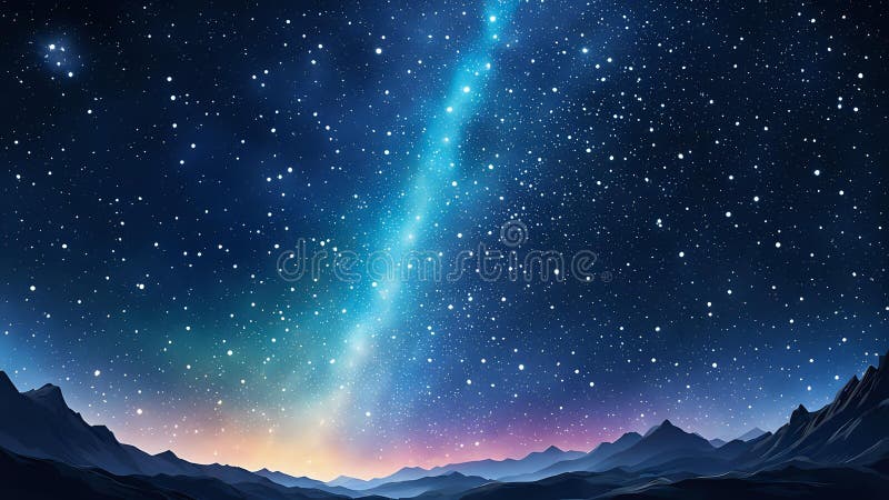 Abstract Cosmic Blue Sky with Scattered Shining Dots Creating a Starry ...