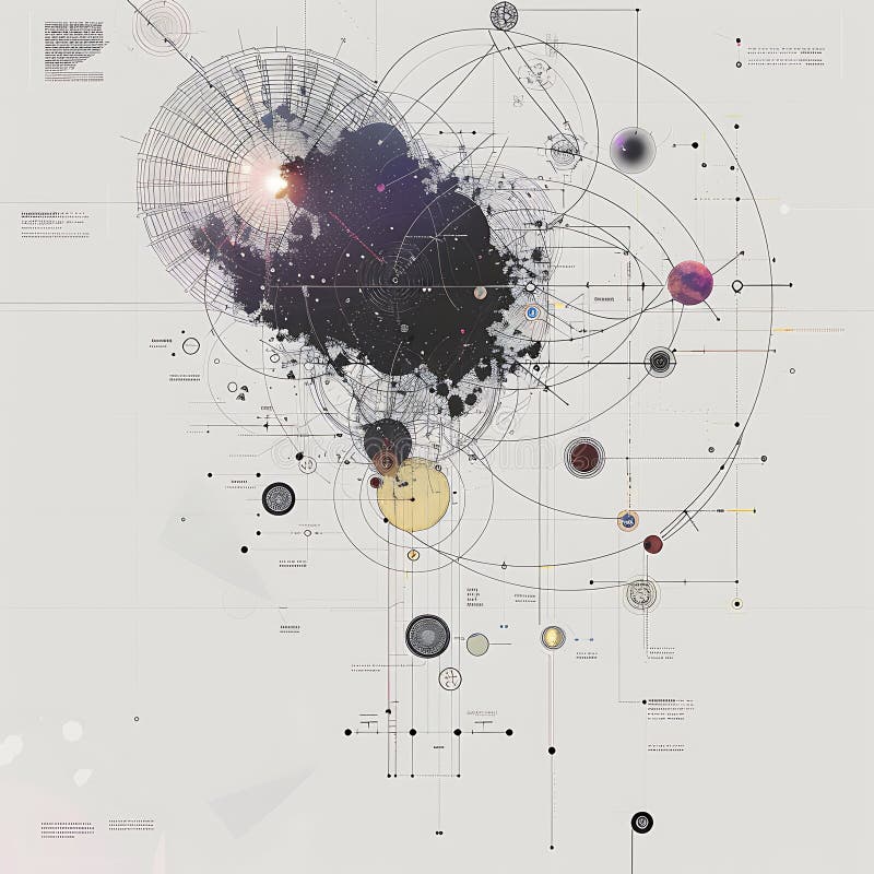 Abstract Cosmic Blueprint: a Visualization of Celestial Mechanics Stock ...