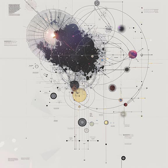 Abstract Cosmic Blueprint: a Visualization of Celestial Mechanics Stock ...