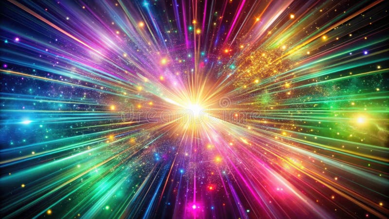 Abstract Cosmic Burst Vibrant Rays of Light and Sparkling Stardust ...