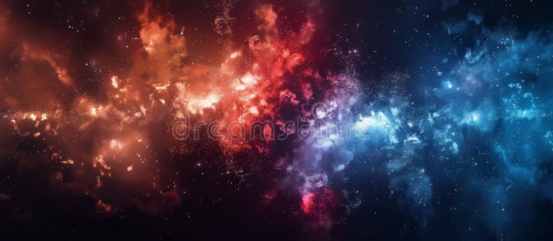 Abstract Cosmic Clouds of Red and Blue Intertwining in Space Stock ...