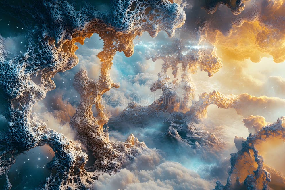 Abstract Cosmic Clouds in Vibrant Colors, Artistic Visualization Stock Illustration ...