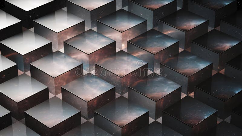 Abstract Cosmic Cubes, Galaxy Pattern 3D Good Resolution Stock Photo ...