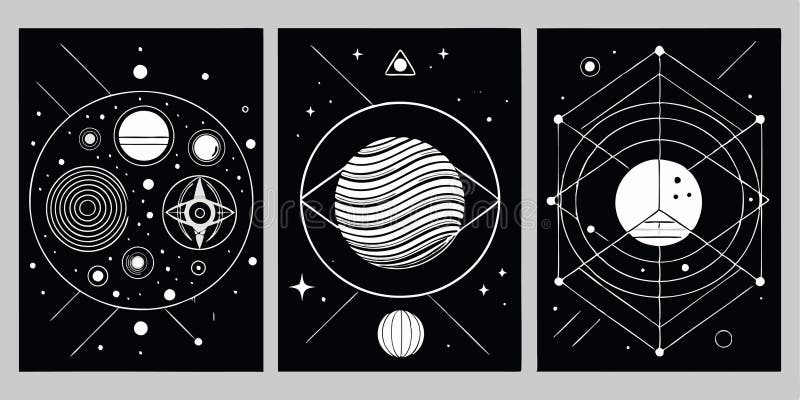 Abstract Cosmic Design with Geometric Patterns for Modern Art Prints ...