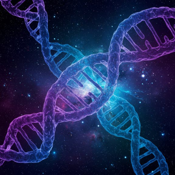 Abstract Cosmic DNA Helix in Nebula Space Stock Illustration ...