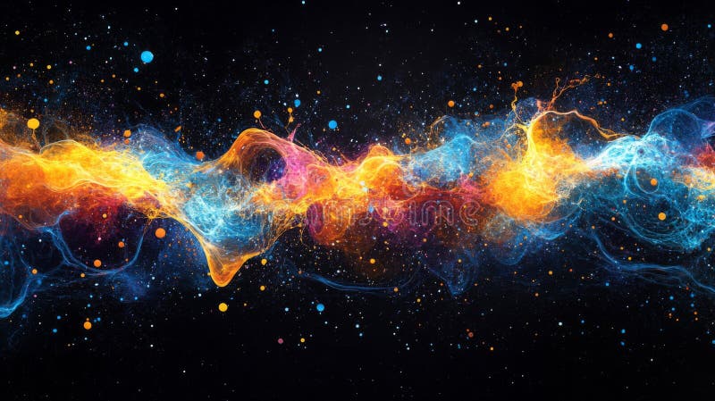 Abstract Cosmic Energy Flow Background with Glowing Particles Stock ...