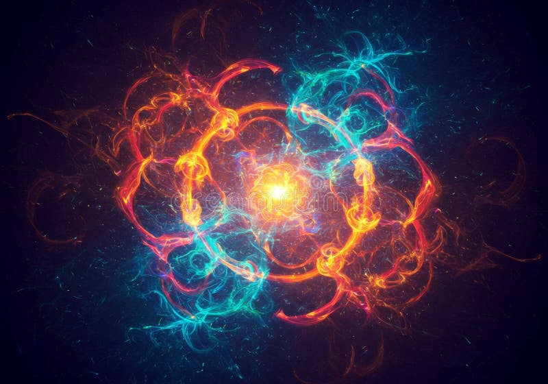 Abstract Cosmic Energy: Glowing Blue Orange Nebula Stock Illustration ...