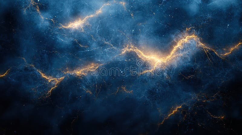 Abstract Cosmic Energy, Glowing Plasma, Dark Blue and Gold Texture ...