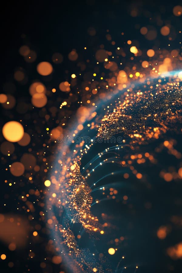 Abstract Cosmic Energy Sphere with Glowing Particles in Space. Stock ...