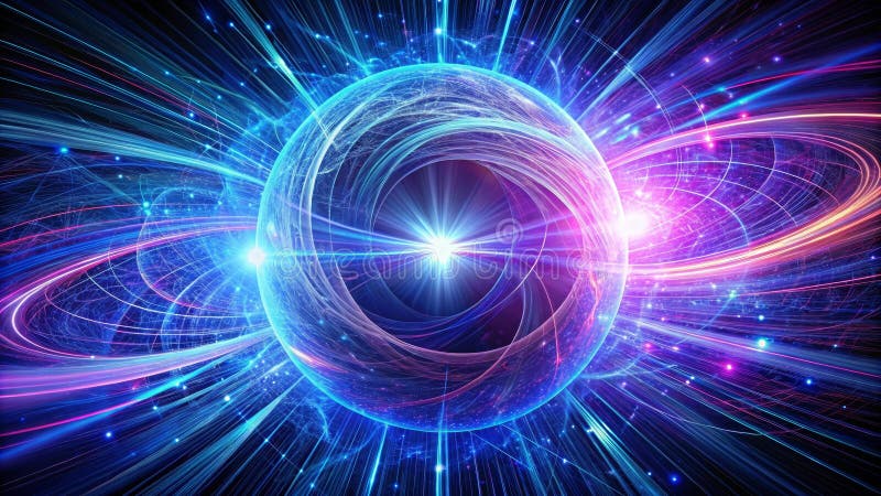 Abstract Cosmic Energy Sphere Vibrant Nebula and Light Trails ...