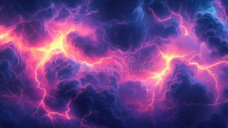 Abstract Cosmic Energy Storm with Pink and Purple Lightning Stock ...