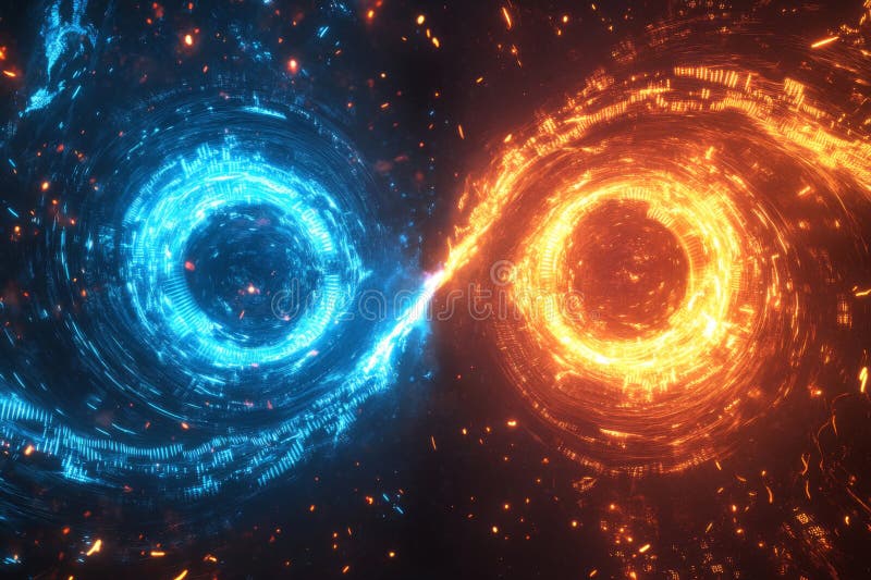 Abstract Cosmic Energy Swirls with Fire and Ice Effect Stock Photo ...