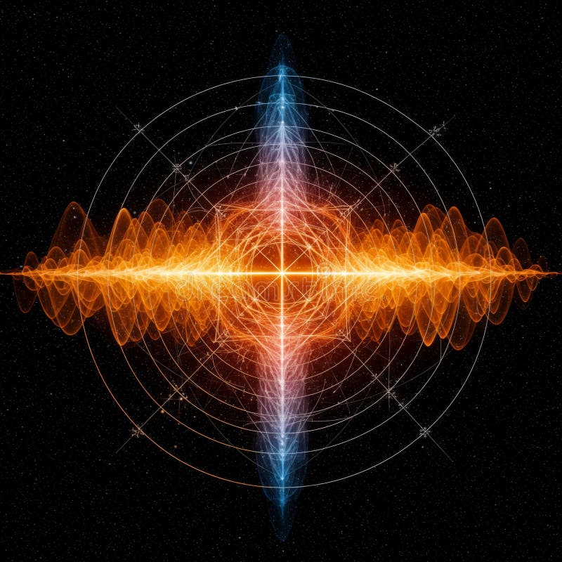Abstract Cosmic Energy Wave with Orange and Blue Glowing Pattern Stock ...