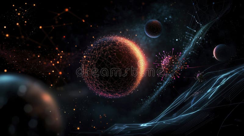 Abstract Cosmic Exploration a Striking Visual of Planets and Particles ...