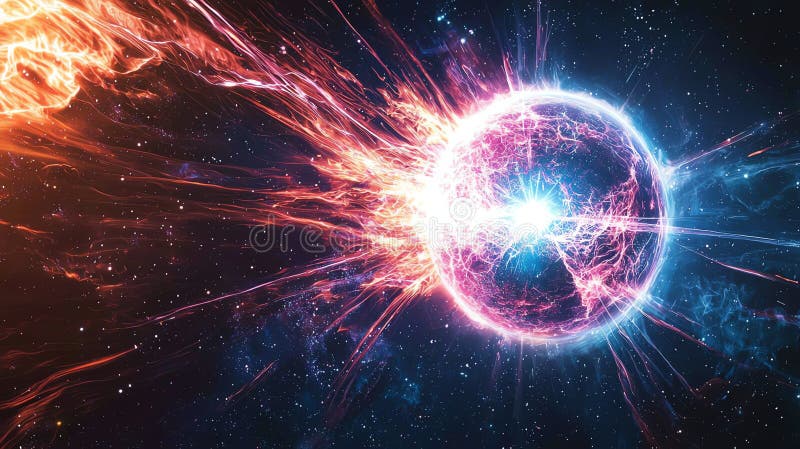 Abstract Cosmic Explosion with Blue and Red Energy Bursts Stock ...