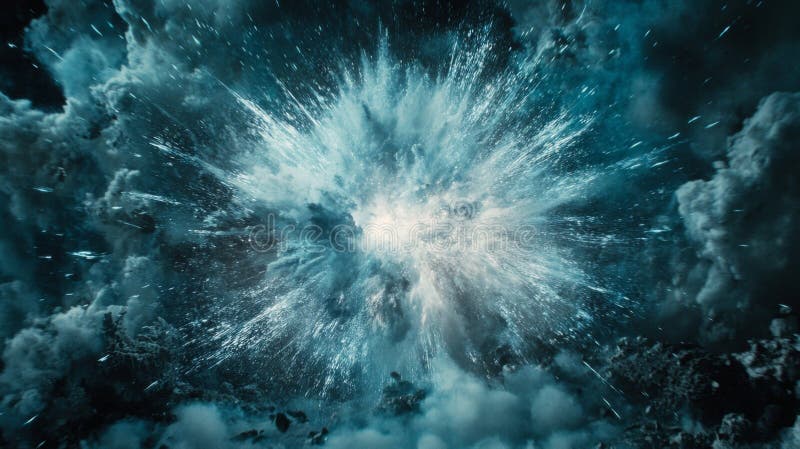 Abstract Cosmic Explosion with Blue and White Sparks Stock Illustration ...