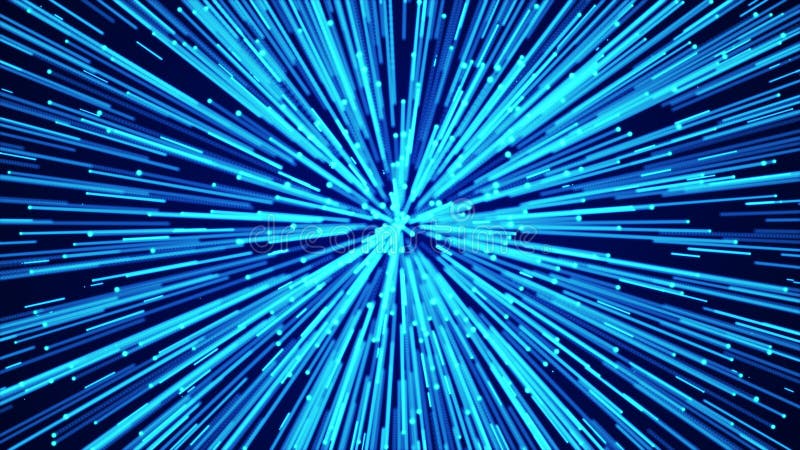 Abstract Cosmic Explosion. the Movement of Neon Glowing Beams. Hyper ...