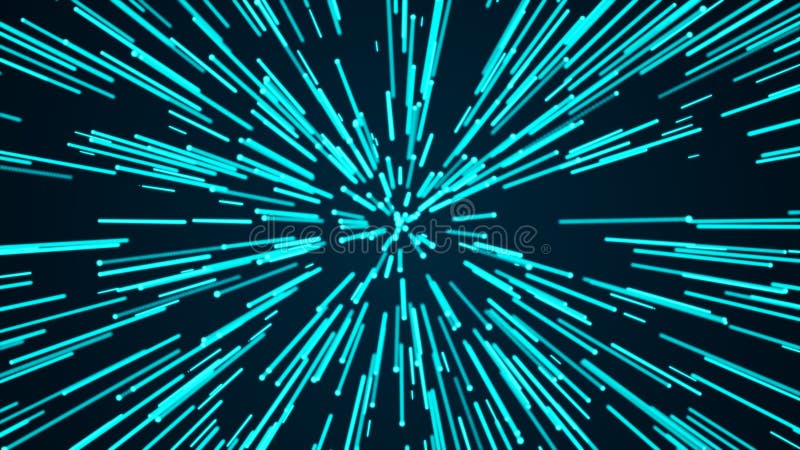 Abstract Cosmic Explosion. the Movement of Neon Glowing Beams. Hyper ...
